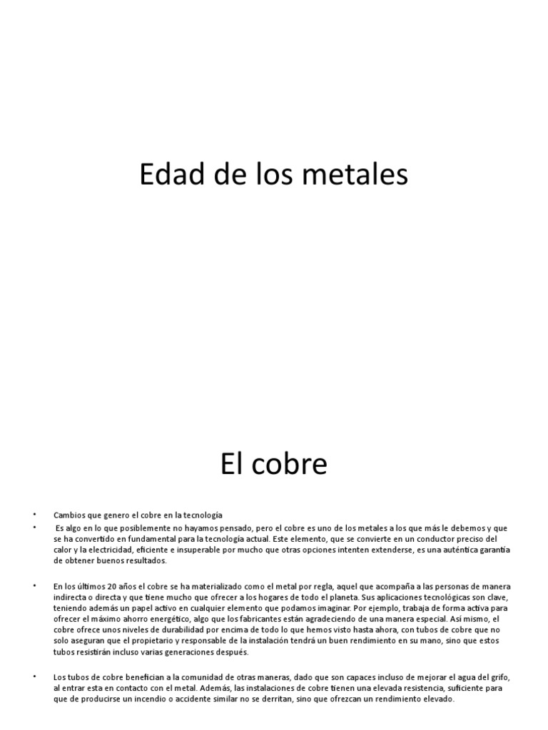 Edad De Los Metales Pdf Bronce Cobre