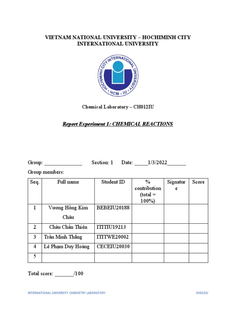 Report Experiment 1 Chemistry Laboratory | PDF | Chemistry | Chemical ...