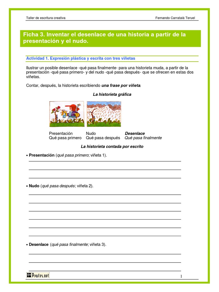 1P - Escritura Creativa - Ficha - 3 | PDF | Cómics | Caricaturas