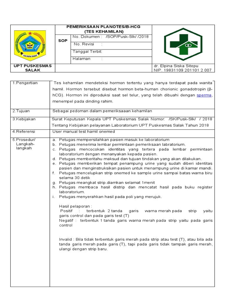 Sop Pemeriksaan Lab SLK | PDF