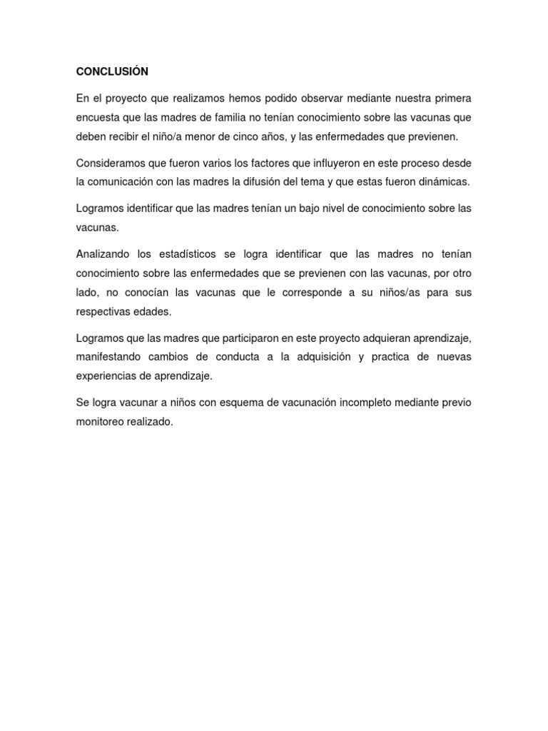 Conclusión Proyecto | PDF