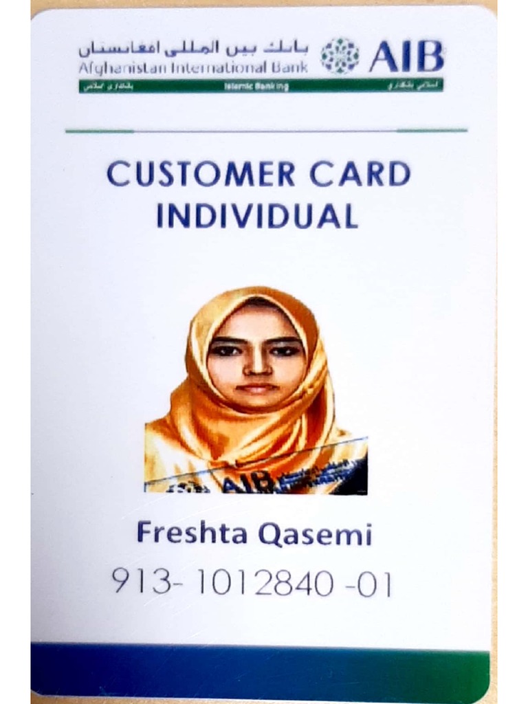Freshta Qasemi Bank Account Card | PDF