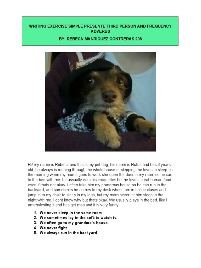Writing Exercise Simple Presente Third Person and Frequency Adverbs | PDF