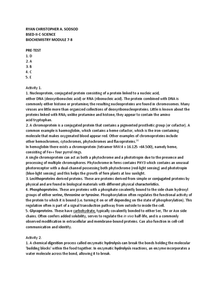 Biochemistry Module 7 & 8 | PDF | Proteins | Molecular Biophysics