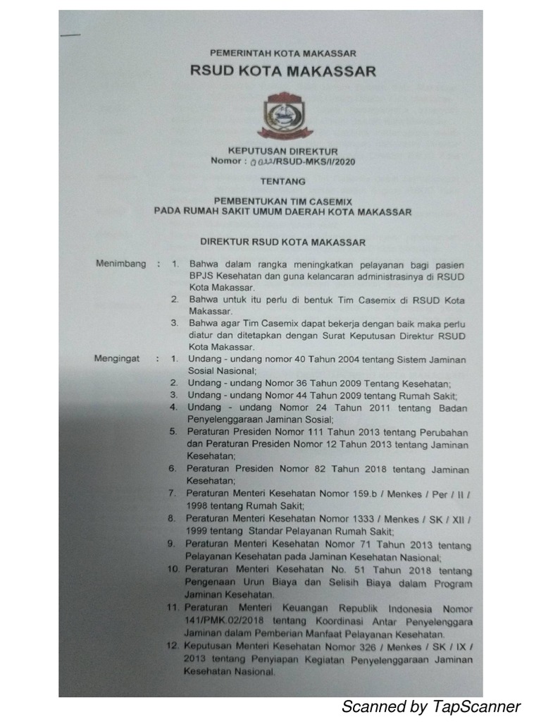 SK Tim Casemix 2020 (Pic RS, Koder, Pengentri Sep, Pipp) | PDF