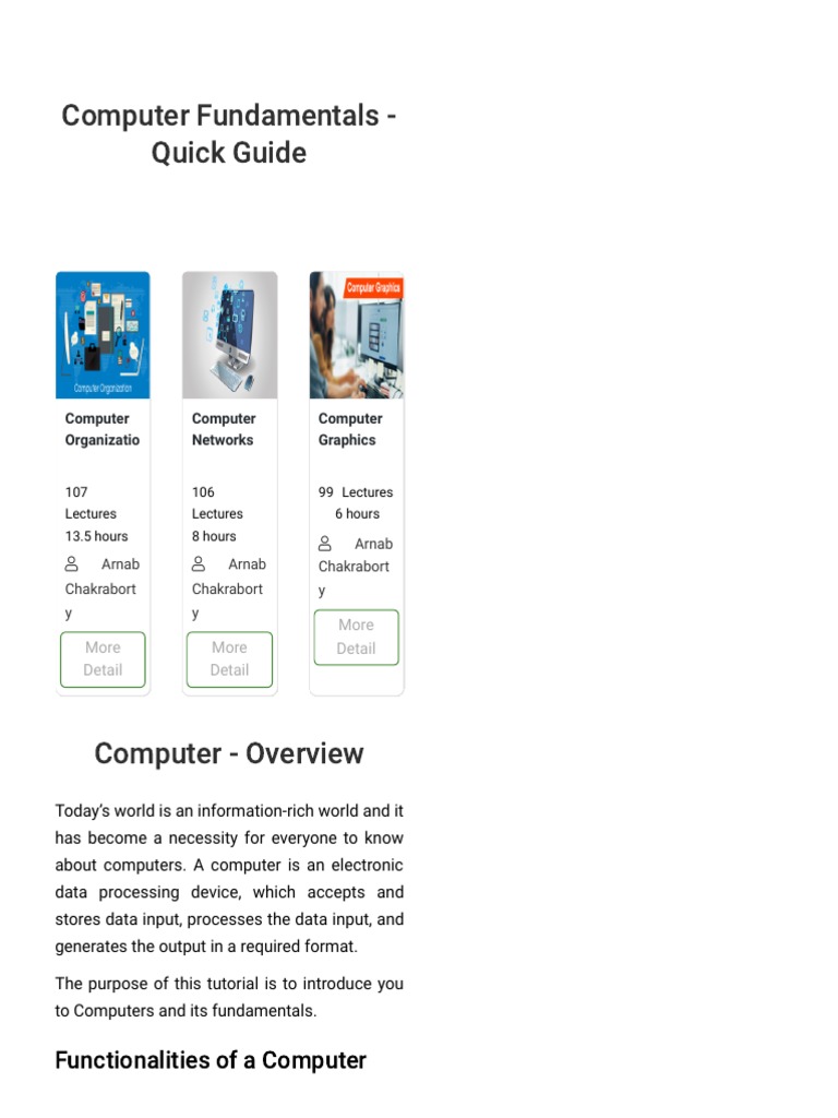 Computer Fundamentals - Quick Guide | PDF | Computer Data Storage ...