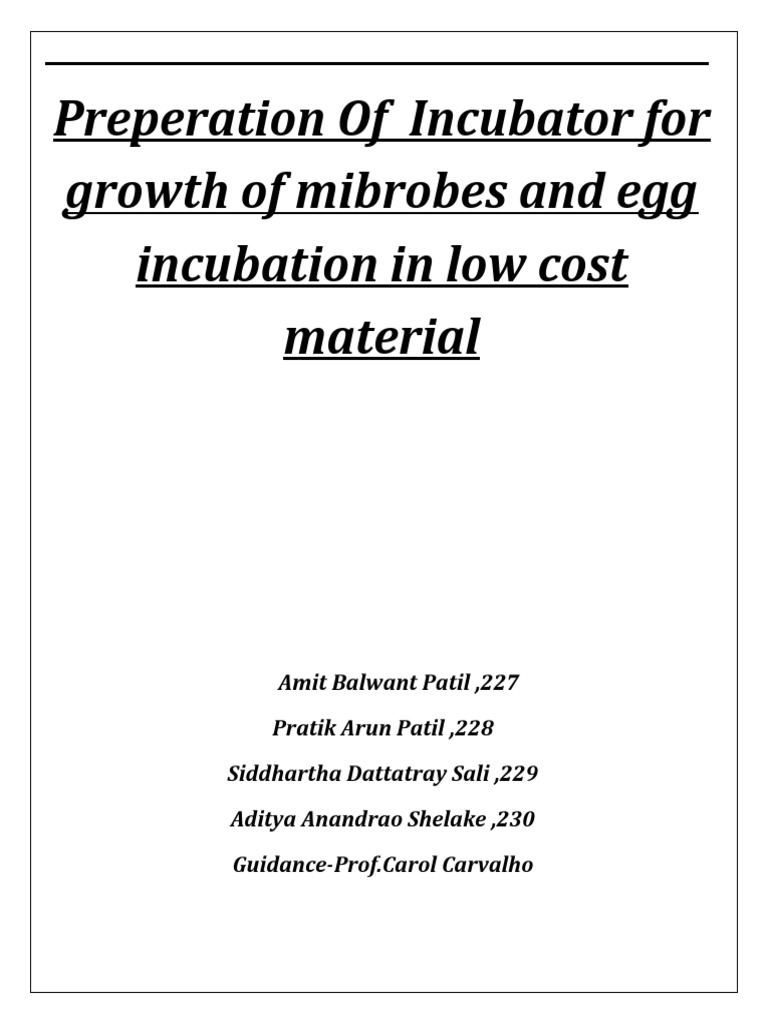 Design and Working of a Low-Cost Incubator for Egg Incubation and ...