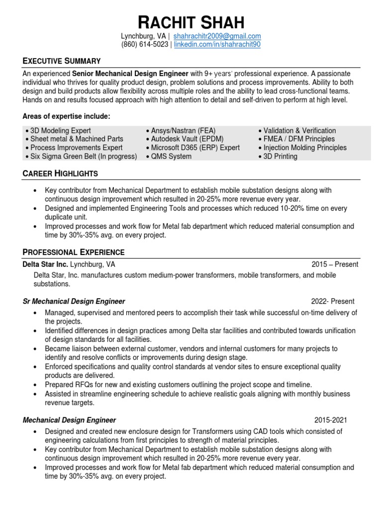 #Rachit Shah Resume | PDF | Mechanical Engineering | Engineering