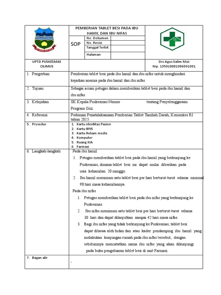 Sop Pemberian Fe | PDF | Kesehatan Holistik | Sains & Matematika