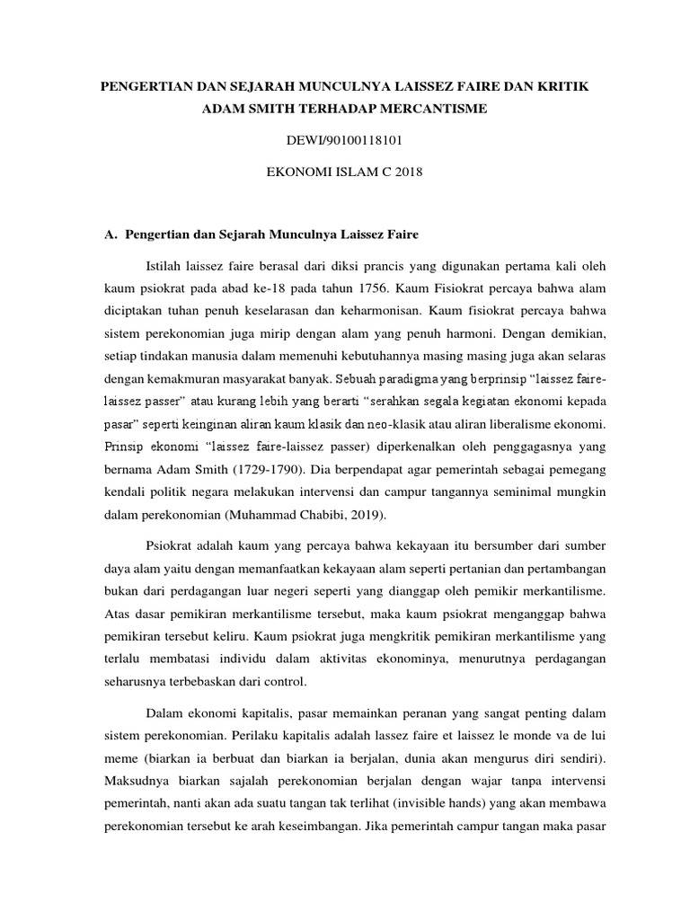 Pengertian Laissez Faire Dan Kritik Adam Smith Terhadap Mercantisme | PDF
