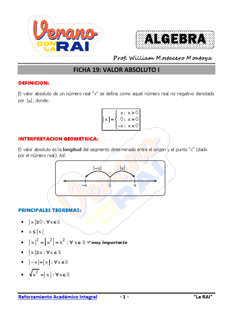 Ficha 19 Valor Absoluto I | PDF | Ecuaciones | Número Real