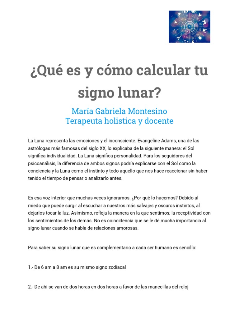Cómo calcular tu signo lunar fácilmente | PDF | Filosofía | Relaciones ...