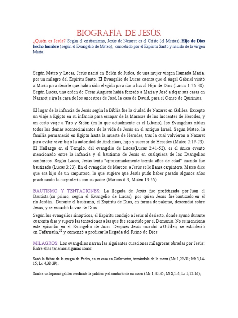 Biografía de Jesús | PDF | Jesús | María, madre de Jesús