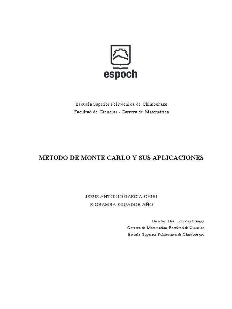 MODIFICADO Anteproyecto - Jesus-Garcia | PDF | Método Monte Carlo | Método científico