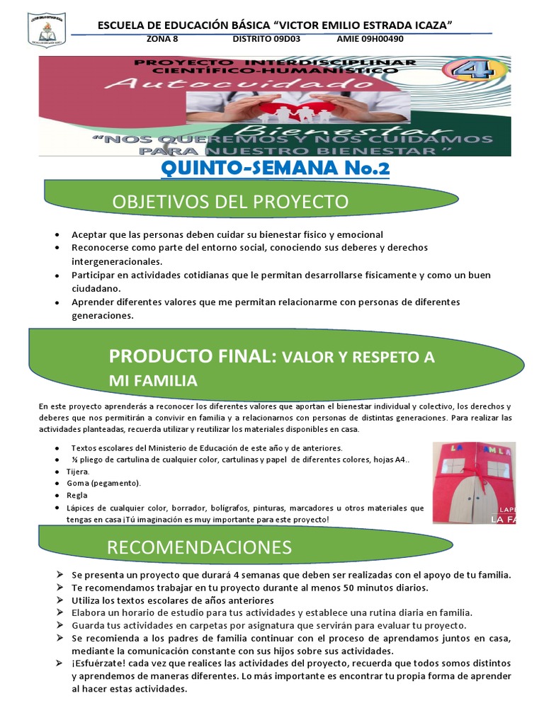 Proyecto Interdisciplinar No.4 Semana 2 Quinto Grado A | PDF ...