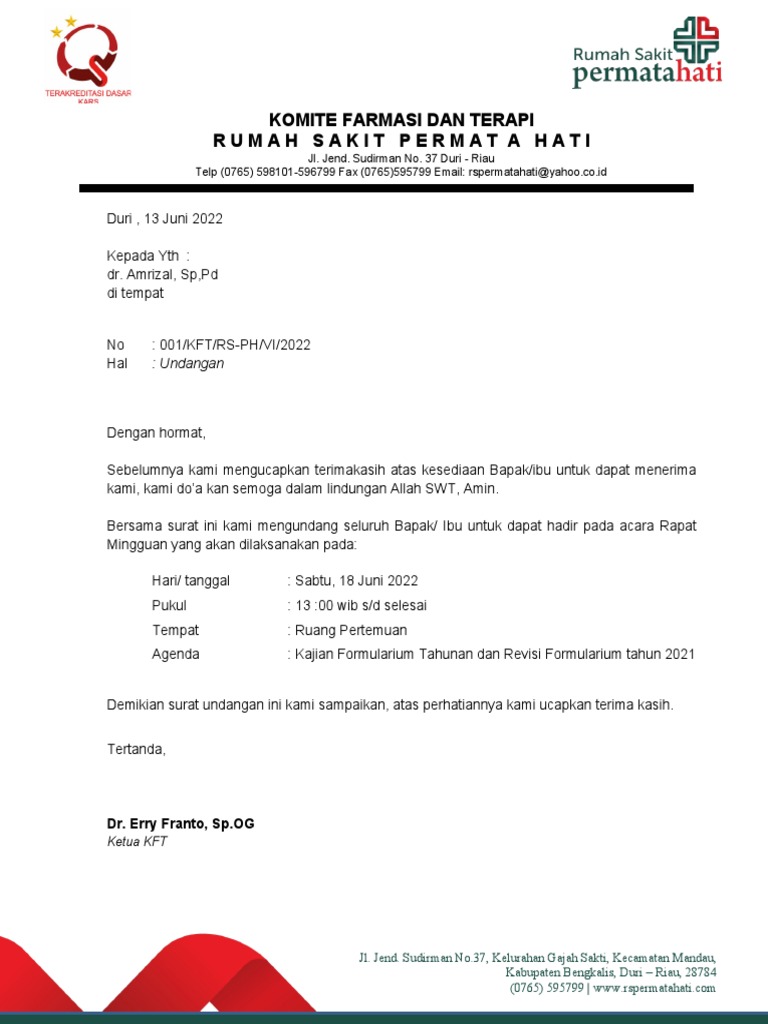 Undangan Rapat KFT | PDF