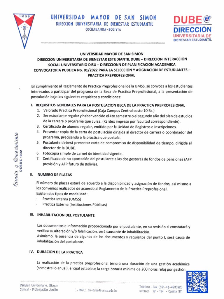 Prácticas Preprofesional Umss | PDF