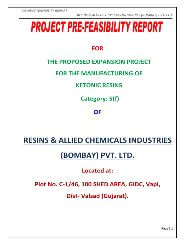 Ketonic Resins Expansion Feasibility Report | PDF | Sewage Treatment ...