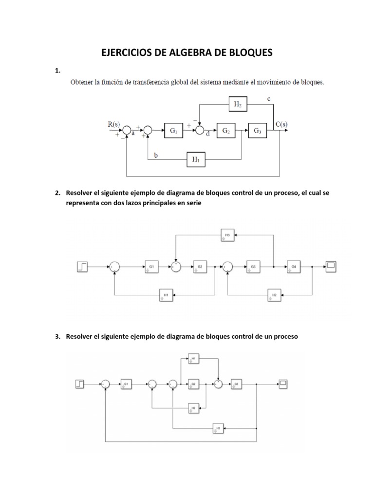 Ejercicios Algebra de Bloques | PDF