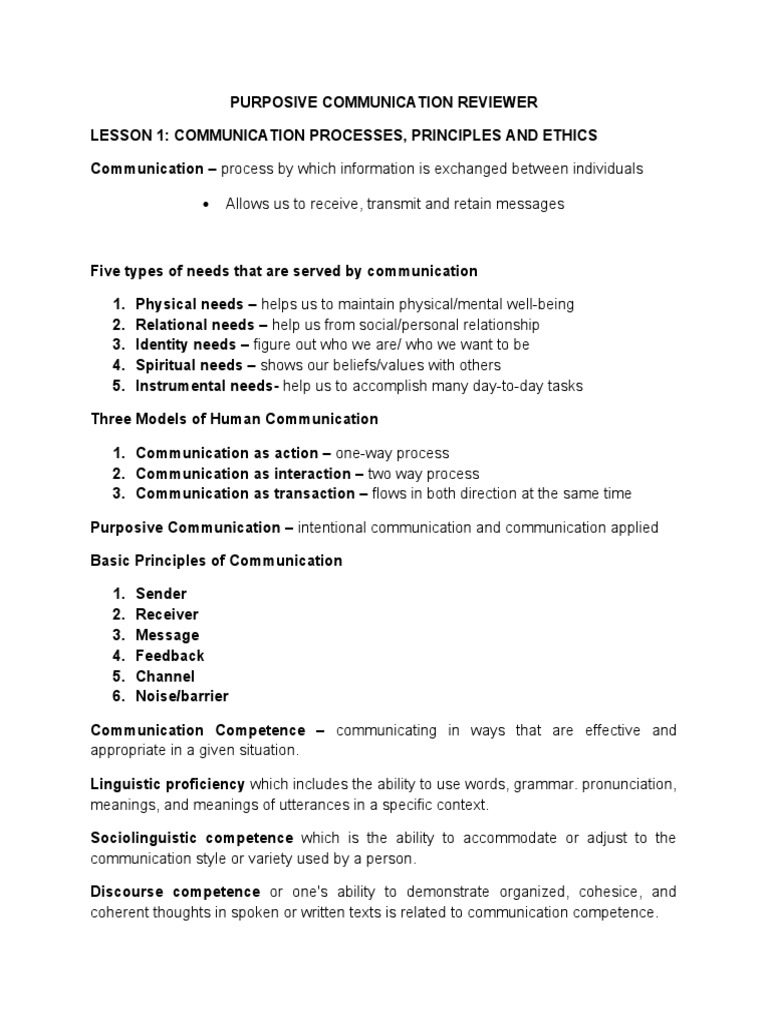 Purposive Communication Reviewer | PDF | Communication | Globalization