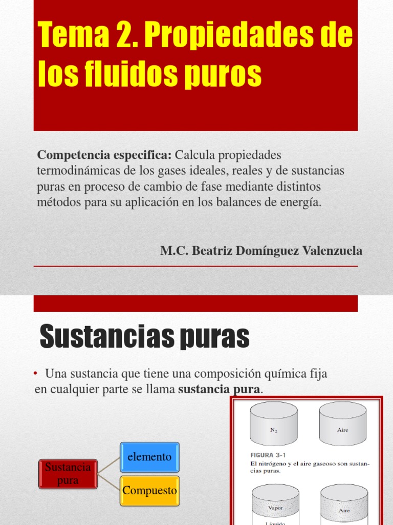 Tema 2. Propiedades de Los Fluidos Puros | PDF | Fase (materia) | Calor latente