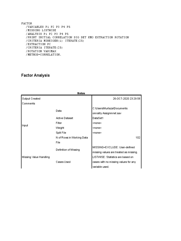 Factor Analysis of Variables P1-P4 | PDF | Principal Component Analysis ...