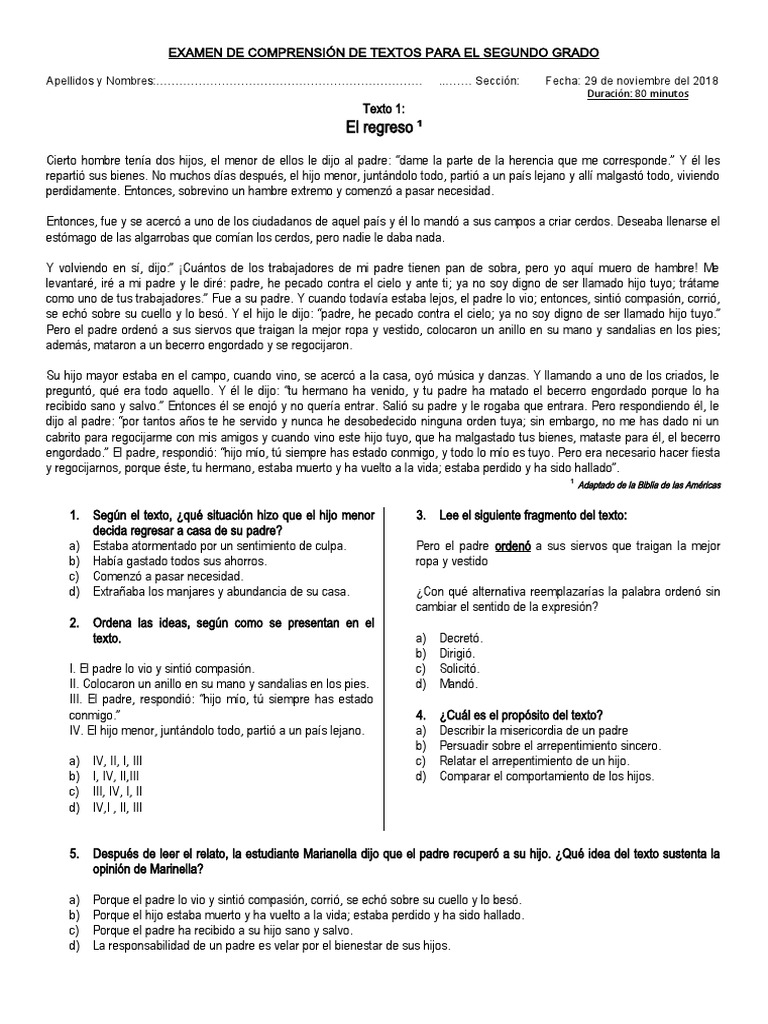 Exámen Final II-2018 | PDF