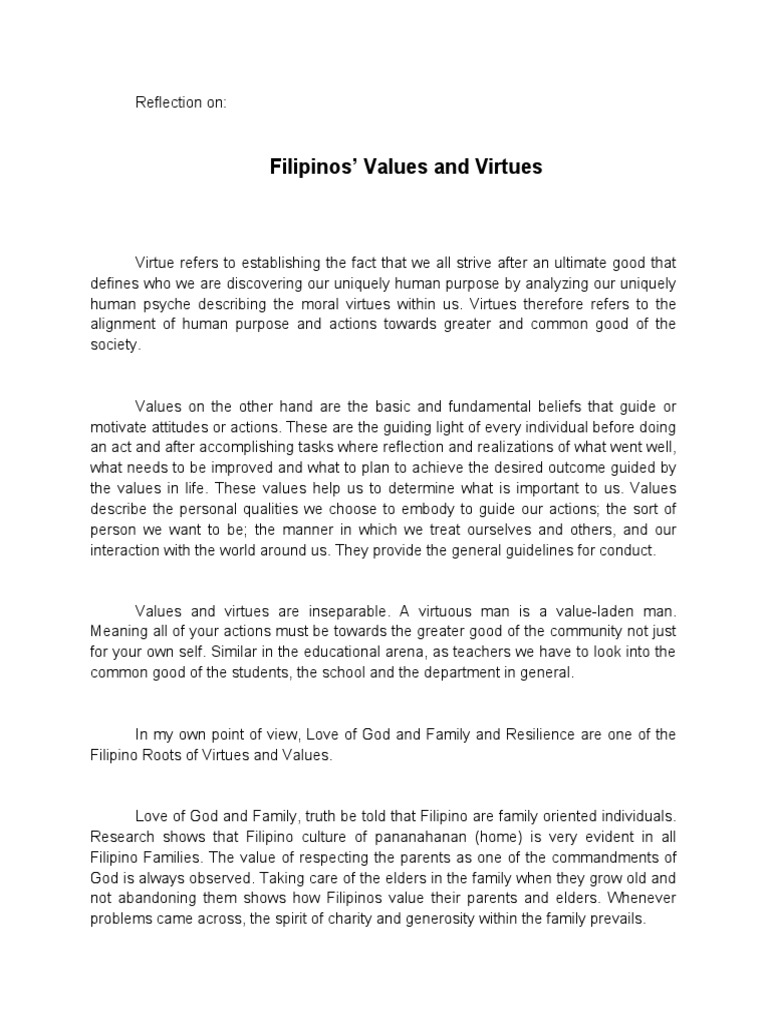 EDUC 202 Reflection No. 1 | PDF | Virtue | Psychology