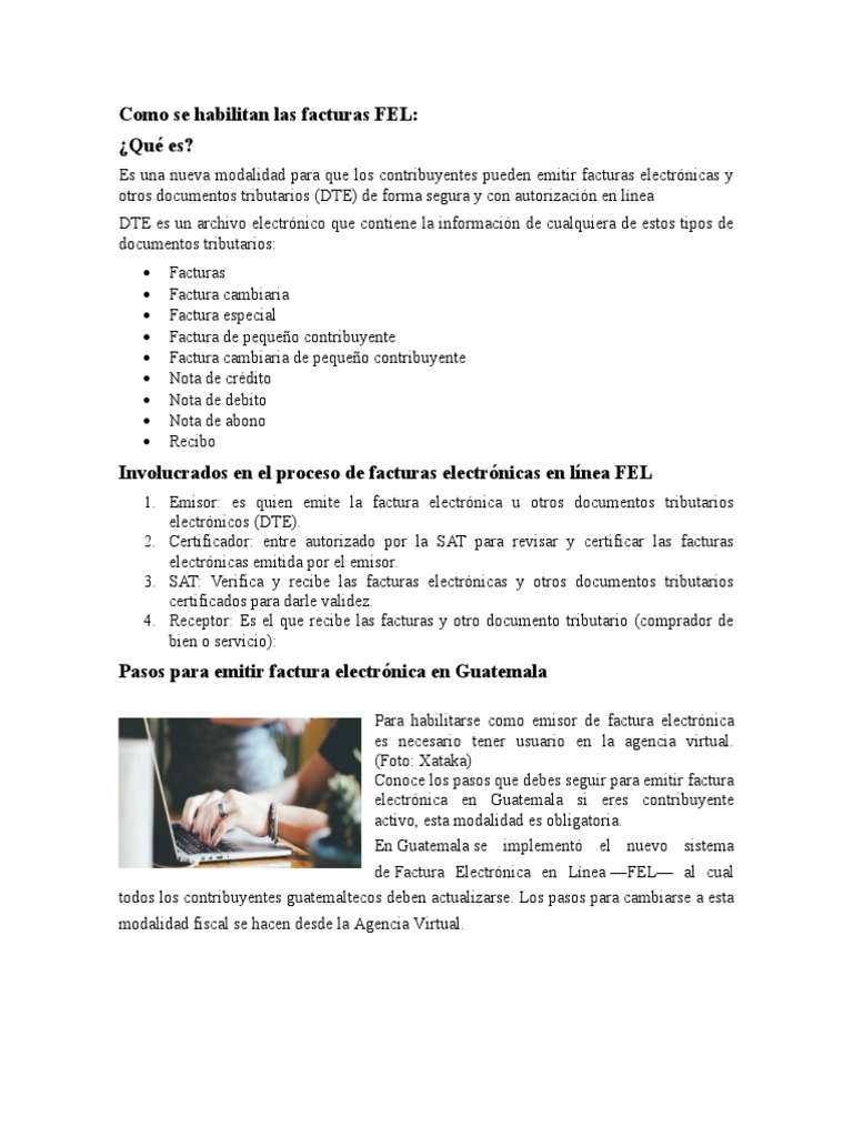 Pasos para Emitir Factura FEL | PDF | Factura | Informática