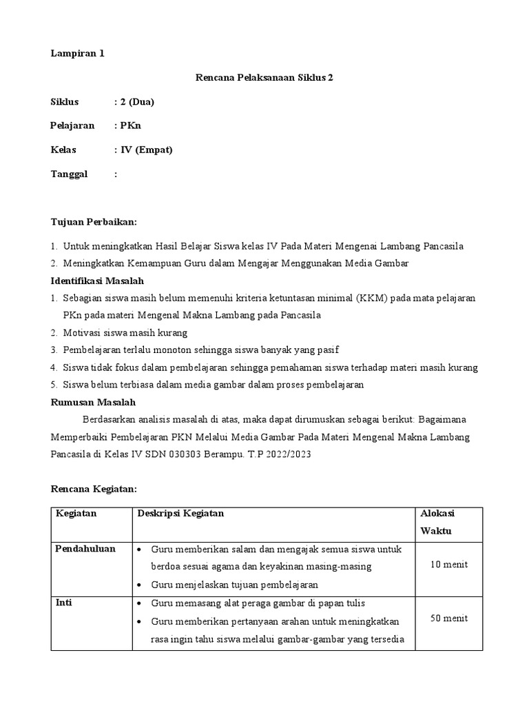 Rancangan Perbaikan Siklus 2 Dan RPP Siklus 2 | PDF | Karier & Perkembangan | Kesehatan Holistik