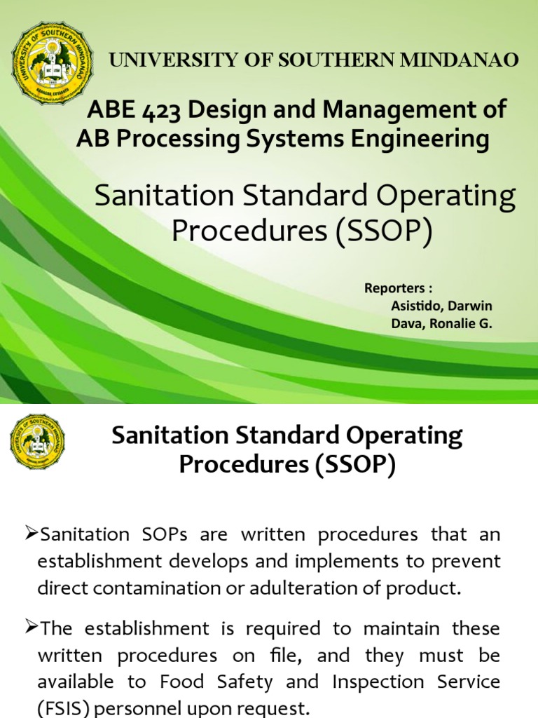 SSOP | PDF | Sanitation | Safety