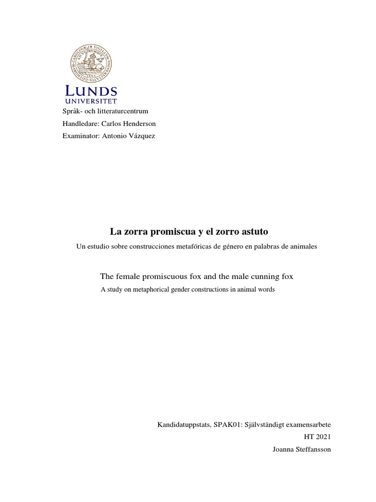 La Zorra Promiscua y El Zorro Astuto | PDF | Género gramatical | Sexismo