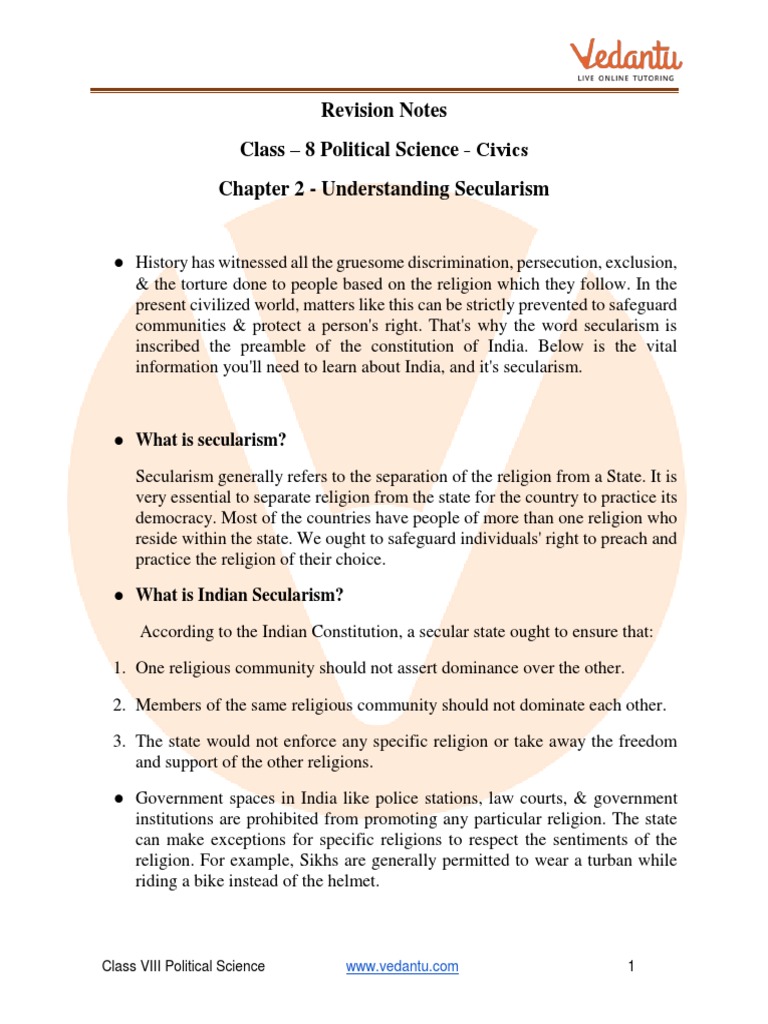 CBSE Class 8 Political Science (Civics) Chapter 2 Notes - Understanding ...