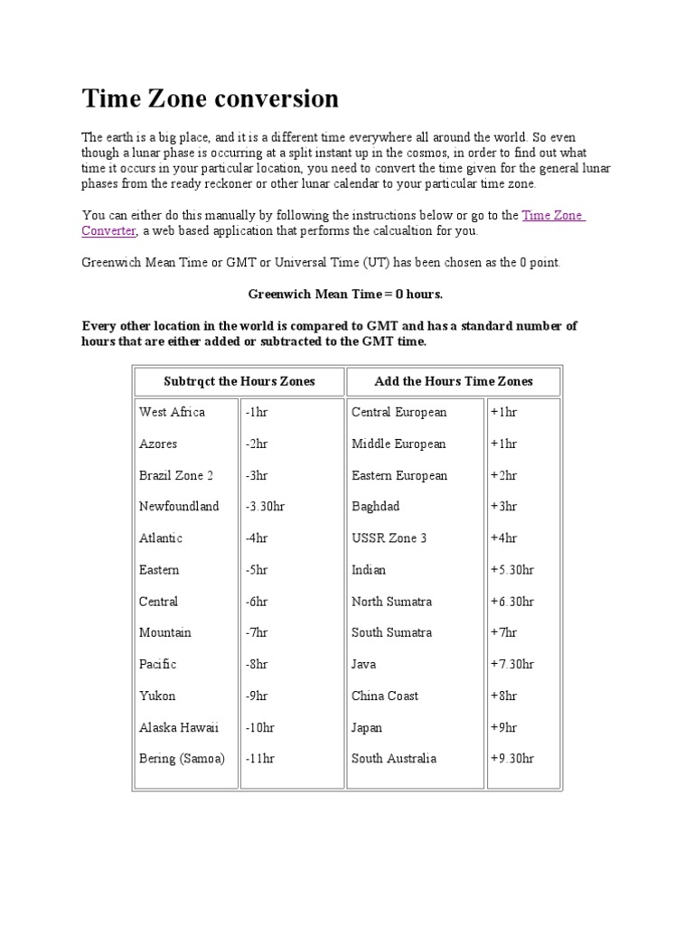 Time Zone Conversion | PDF | Greenwich Mean Time | Daylight Saving Time