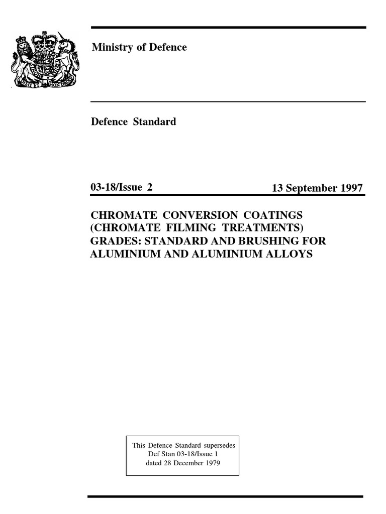Def Stan 03-18 Issue 2 - Chromate-Coatings | PDF | Corrosion | Materials