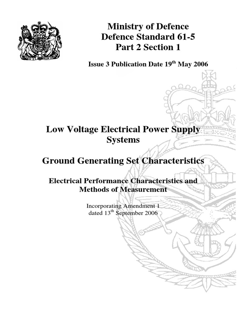 Def Stan 61-5 Part 2 Sect 1 | PDF | Electric Generator | Power Supply