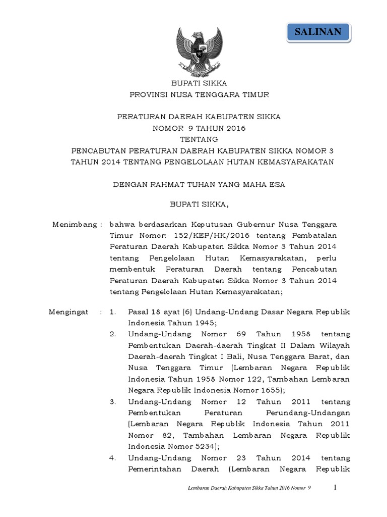 Perda Nomor 9 Tahun 2016 | PDF
