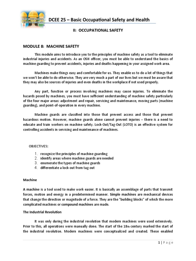 Machine Safety Guide for OSH Officers | PDF | Machines | Tools