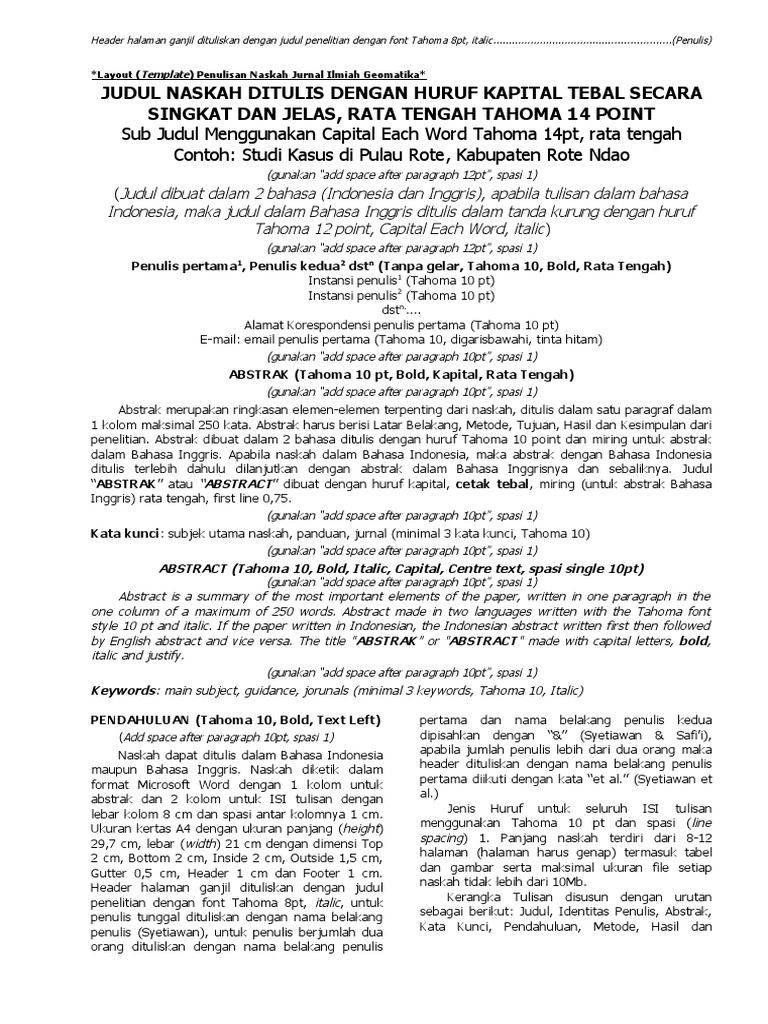 Pedoman Penulisan Jurnal Ilmiah | PDF