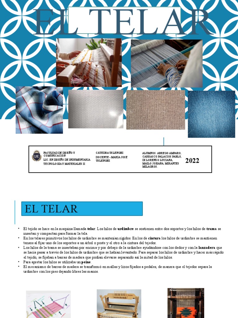 TECNO II. Proyecto Completo | PDF | Telar | Textiles