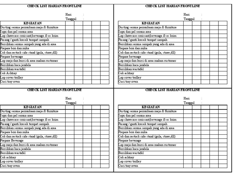 Form Check List Frontline | PDF