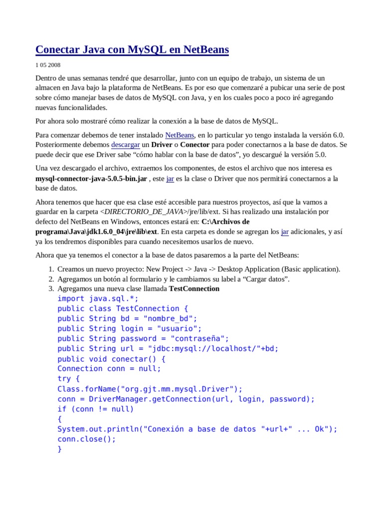 Java Mysql | PDF | Frijoles Netos | Aplicaciones y software