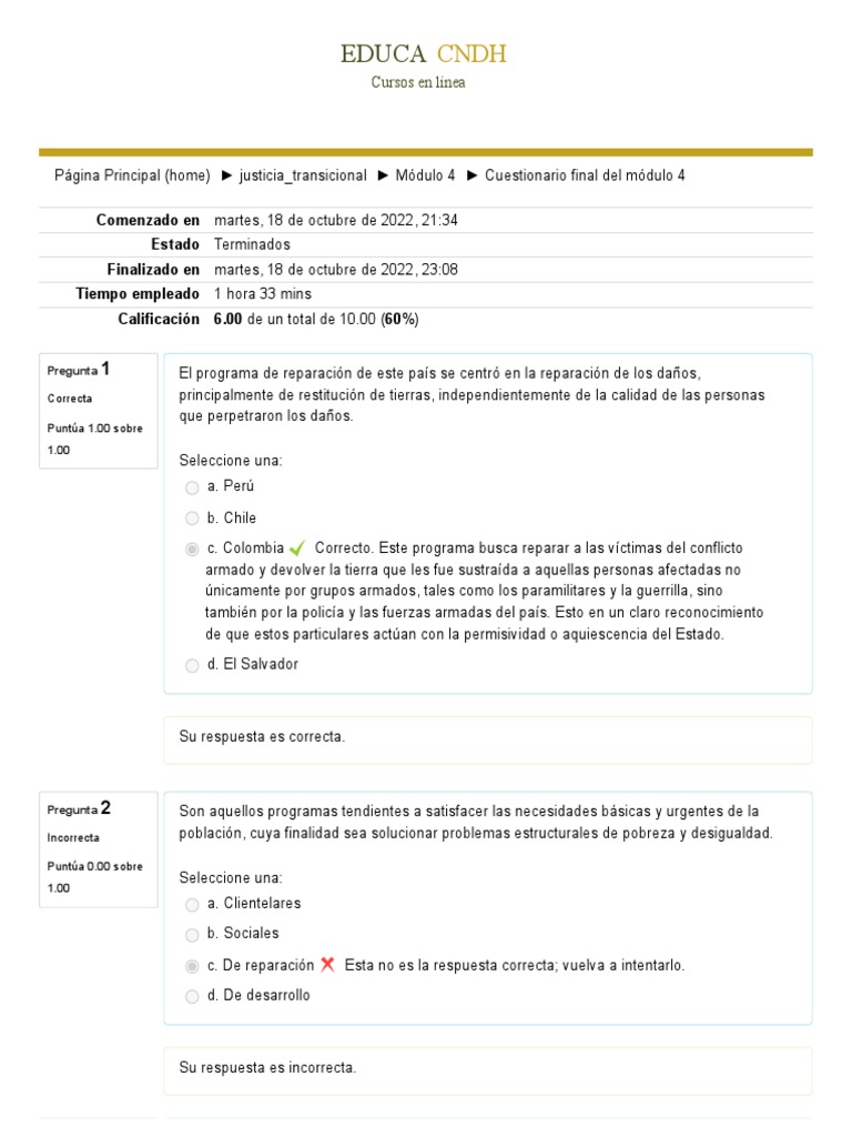 Cuestionario Final Del Módulo 4 Tema 4 | PDF | Daños y perjuicios | Violación