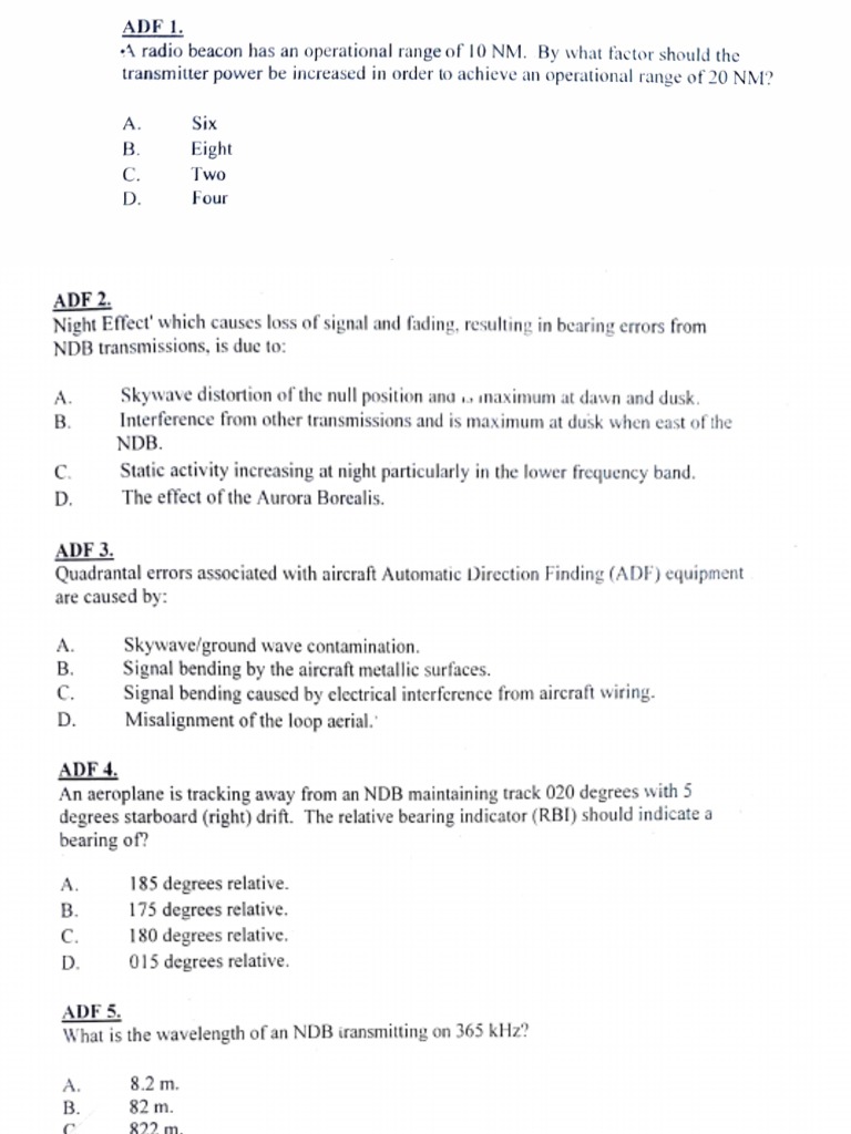 NDB Adf Numericals | PDF