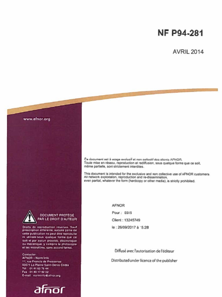 1. NF P 94-281 2014版 | PDF