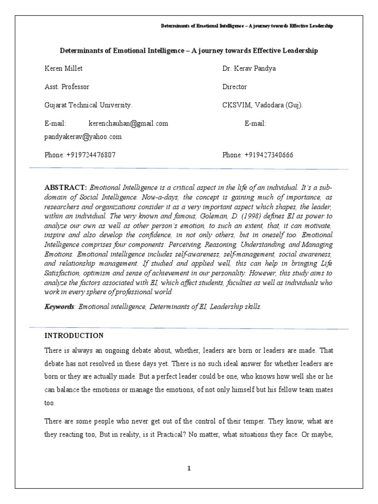 Determinants of Emotional Intelligence | PDF