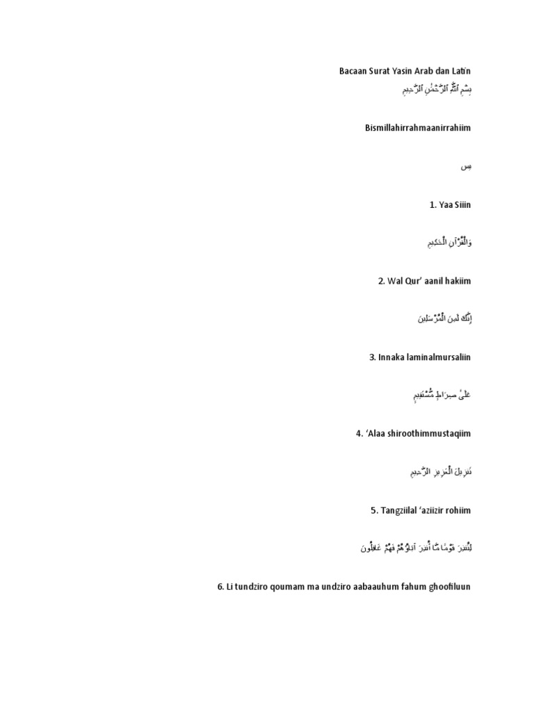 Bacaan Surat Yasin Arab dan Latin | PDF