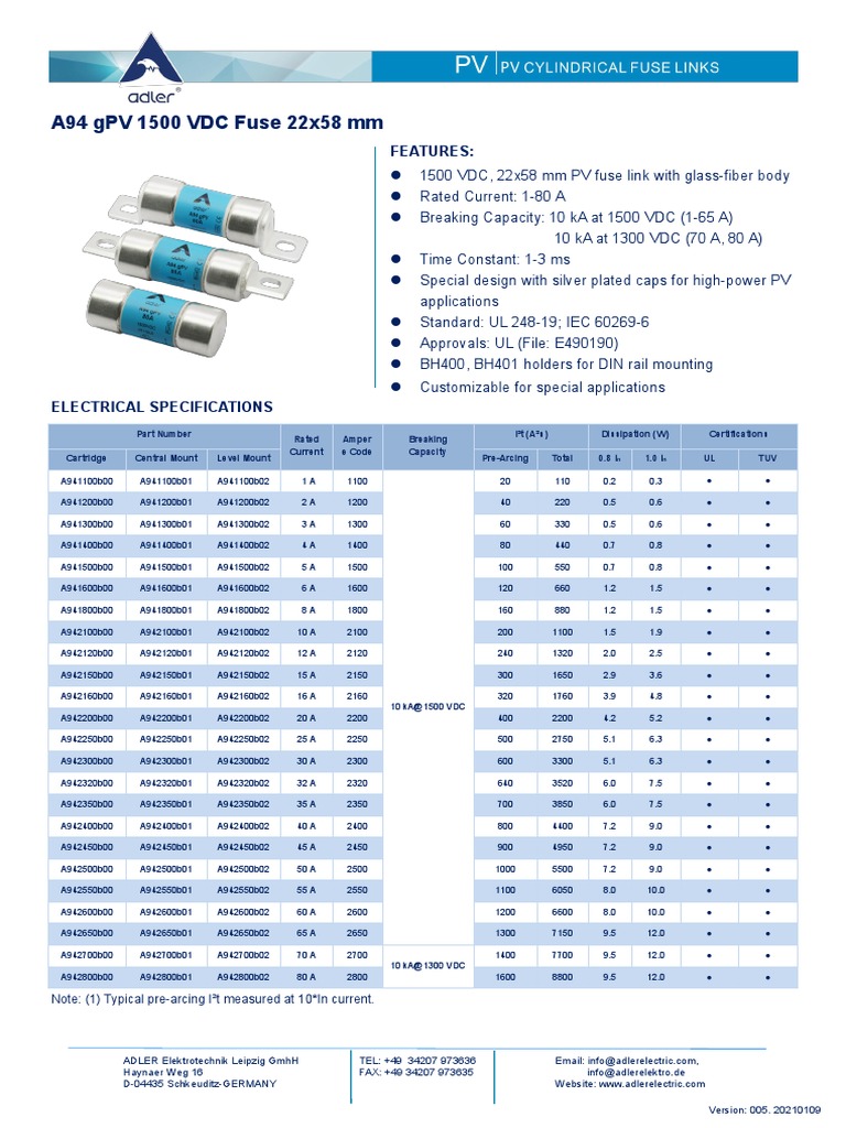 A94 Datasheet 20210109 | PDF | Fuse (Electrical) | Metrology