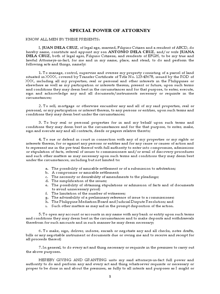 Spa Edited | PDF | Power Of Attorney | Discovery (Law)