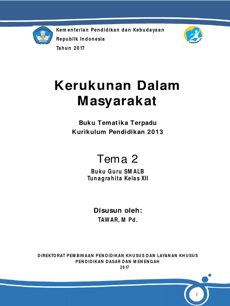 BS XII Tunagrahita Buku Guru Tema 2 Kerukunan Dalam Masyarakat | PDF